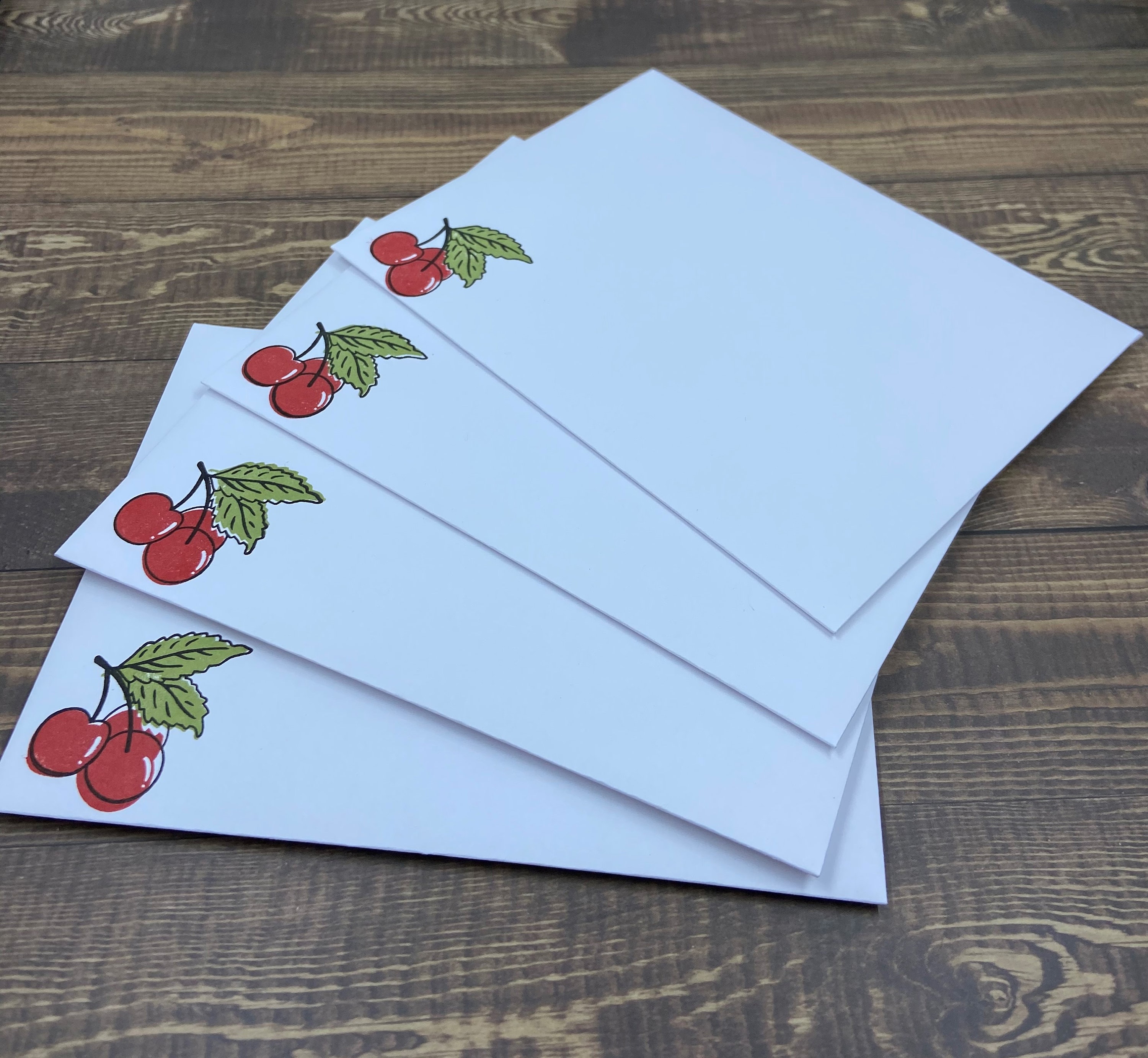 Sweet Retro-style Cherry cards set of 4 handmade greeting - Etsy.de