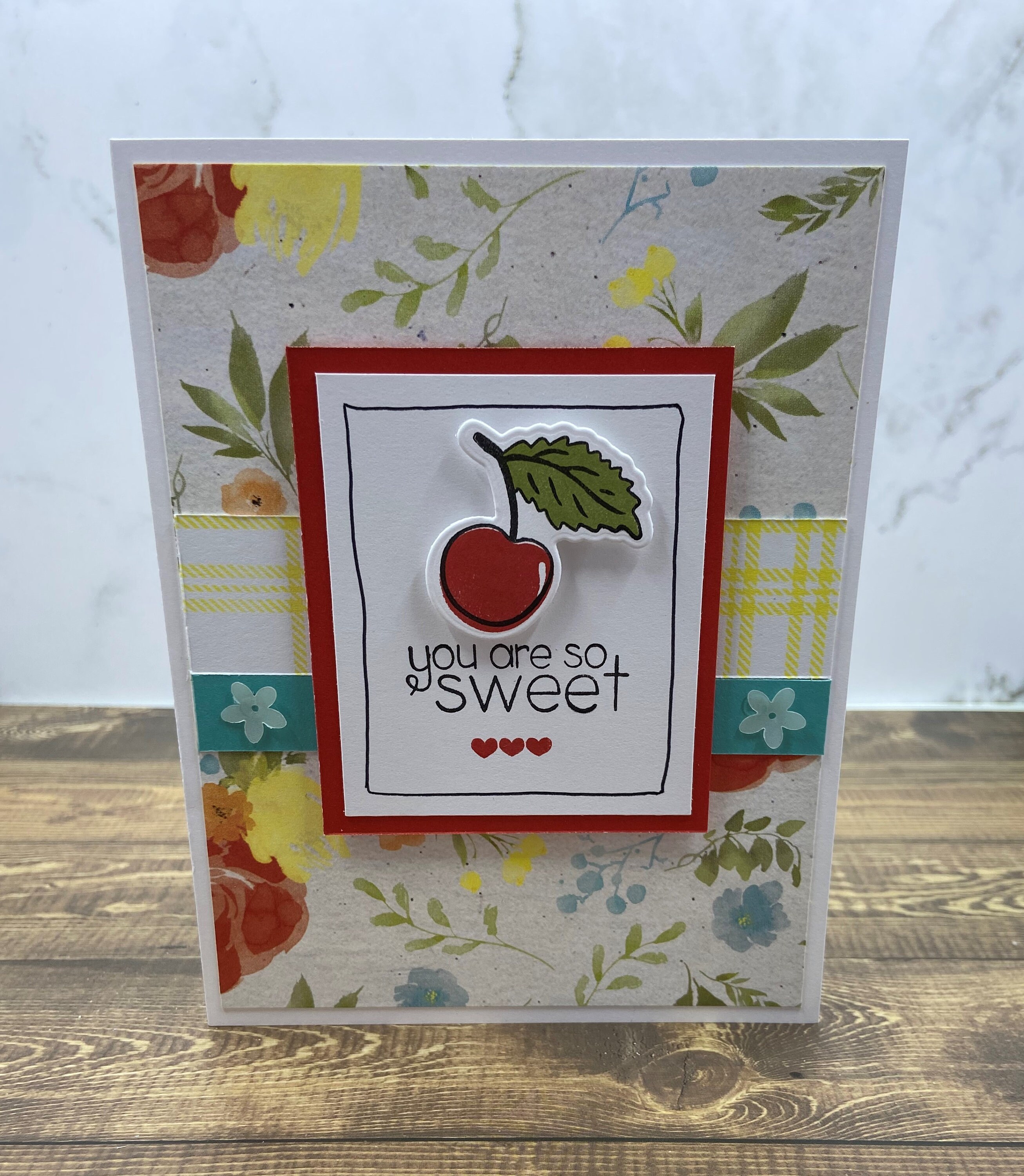 Sweet Retro-style Cherry cards set of 4 handmade greeting - Etsy.de