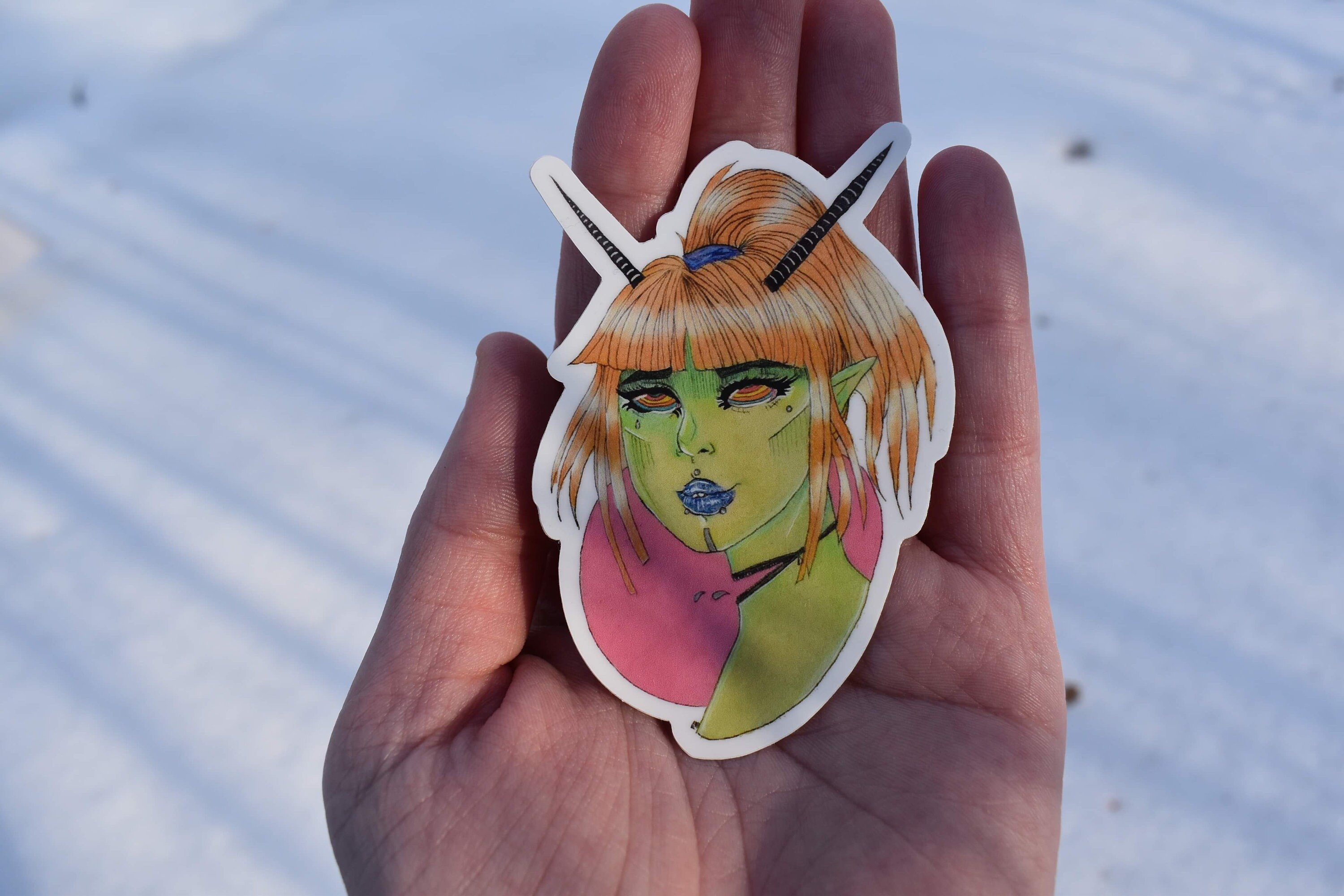 Demon Girl Sticker, Vinyl Sticker - Etsy