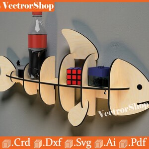 Fish for Wall Shelf SVG | CNC Wooden Animal Organizer | Fish Decor DXF ...