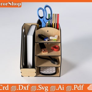 Small Organizer for Desktop / Design for Wood Shelf / Vectors for Laser ...