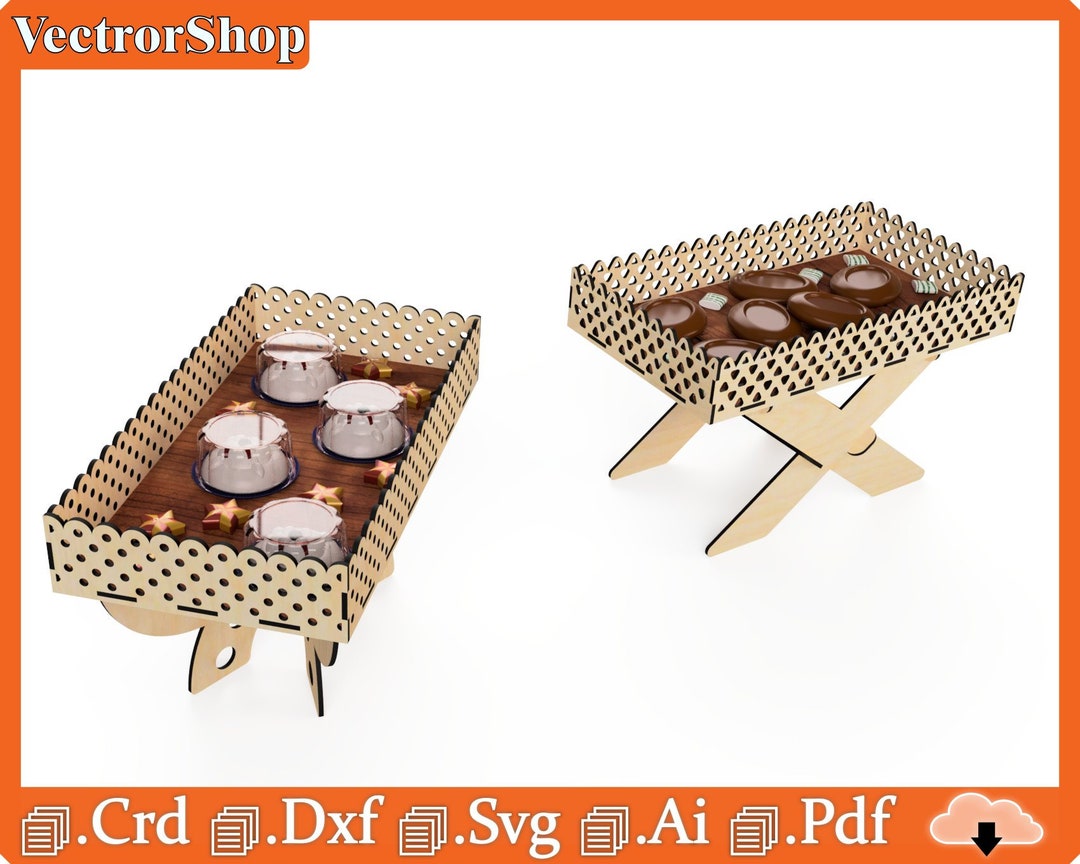 Laser Cut Elevated Tray / Laser Cut Table Decoration / Appetizer Stand ...