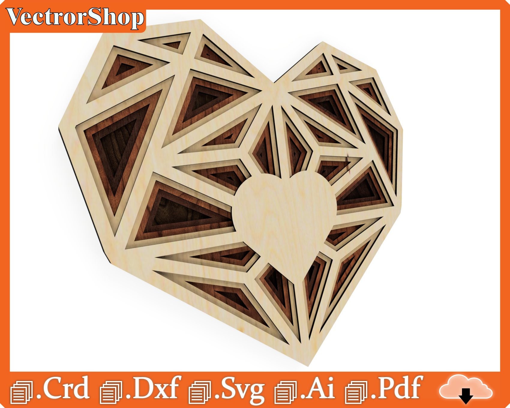 Geometric Heart Multicapas for Laser Cut / Romantic Detailed - Etsy