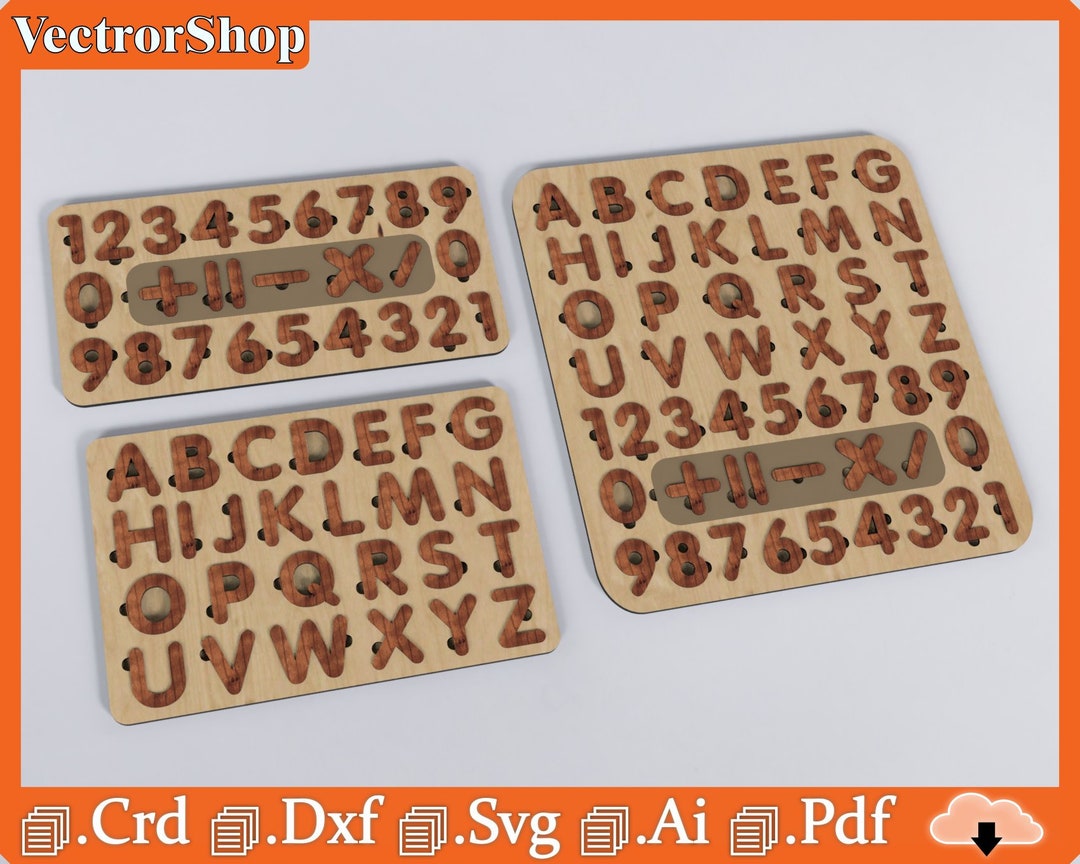 Alphabet for Cnc Laser Cutting / Vector of Numbers / Board Puzzle Games ...