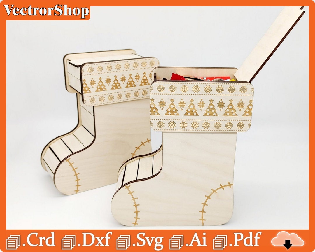 Christmas Stockings, Gift Box. Svg, Dxf Laser Archives, Christmas ...