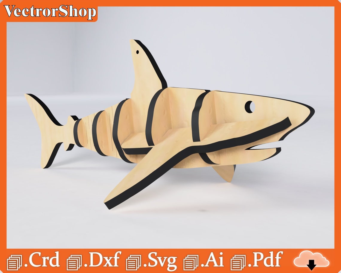 Shark Vector for Laser Cut / Cutting Files / Pattern CNC / - Etsy