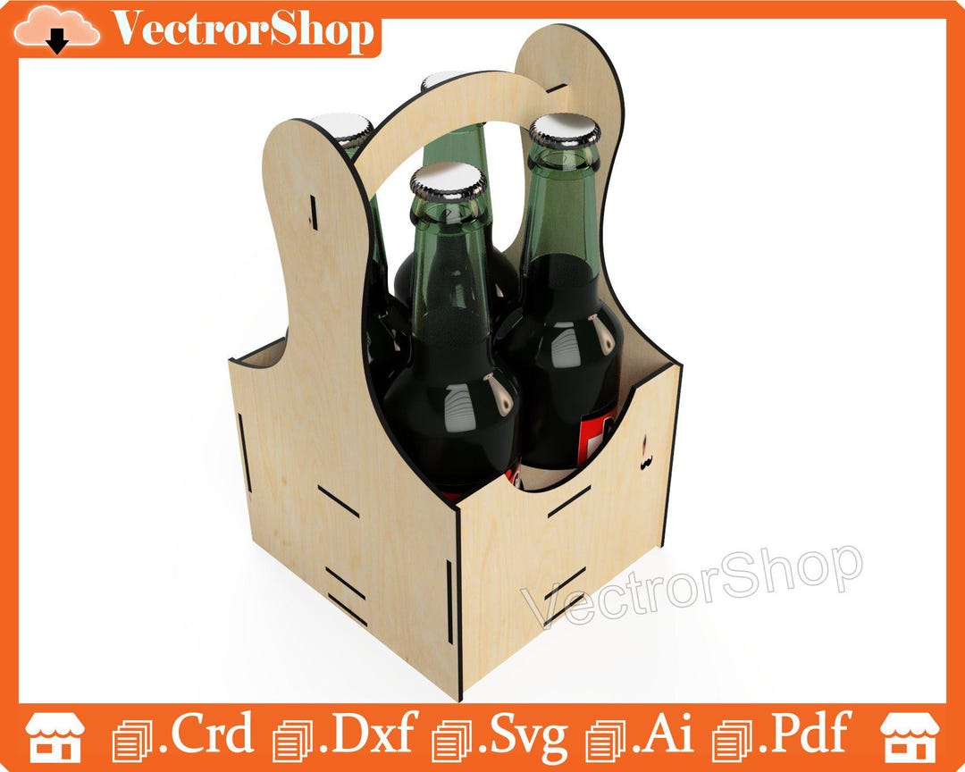 Laser Cut Vector for Box of 4 Beers - Template for CNC, Glowforge and ...