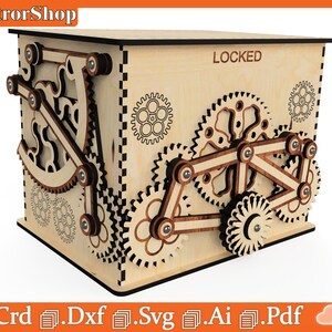 Laser Cut Mechanical Gearbox Box | Steampunk Wooden Decorative SVG ...