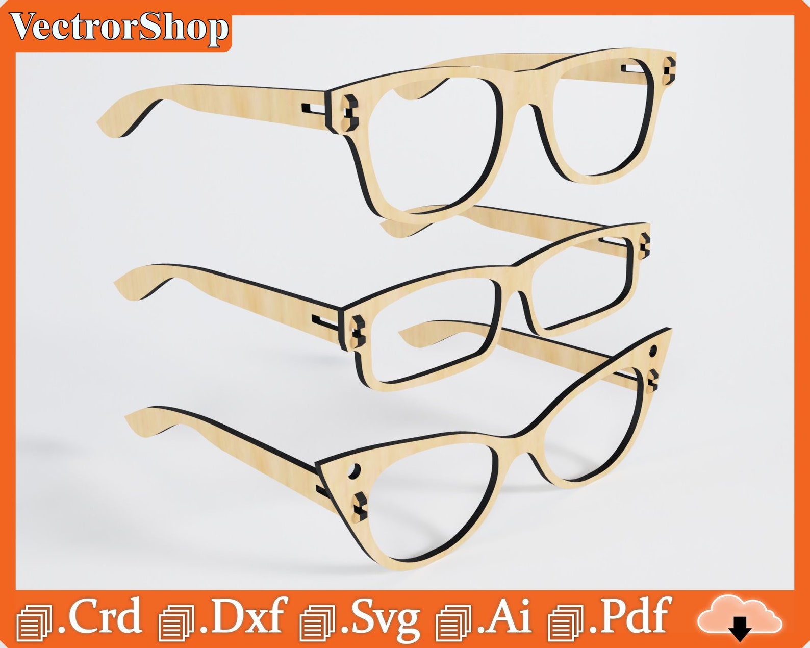 Shaw cut Glasses / File for Laser Cuts CNC / Wooden Toys / - Etsy