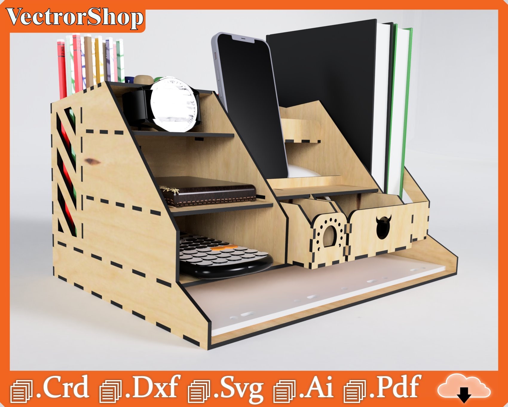 Organizador de escritorio para corte laser / Almacenamiento y - Etsy España