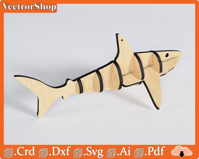 Shark Vector for Laser Cut / Cutting Files / Pattern CNC / - Etsy