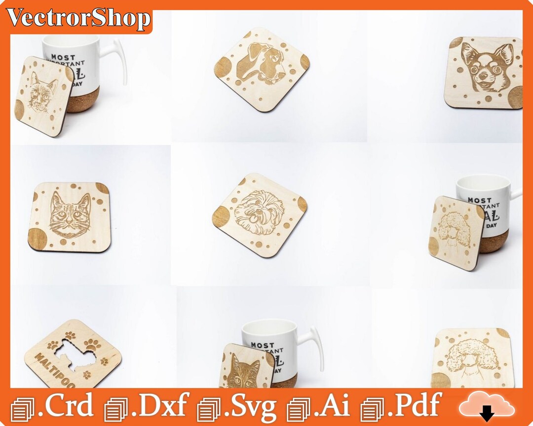 Cat & Dog Breed Coaster Designs, Laser Cut Files (digital Download) - Etsy