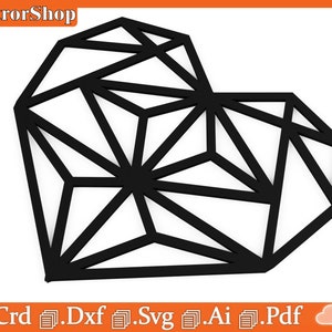 Geometric Heart for Laser CNC / Heart -shaped Table / Table With Relief ...