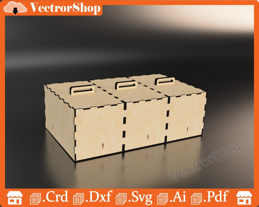 Rectangular Box / Three-body Box / Laser Cut / Storage / Home Organizer ...