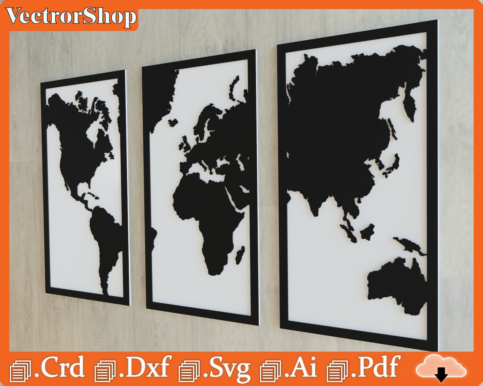 World Map for CNC Laser Cut / Office Decoration / Continents - Etsy