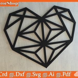 Geometric Heart for Laser CNC / Heart -shaped Table / Table With Relief ...