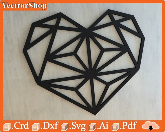 Geometric Heart for Laser CNC / Heart shaped Table / Table - Etsy