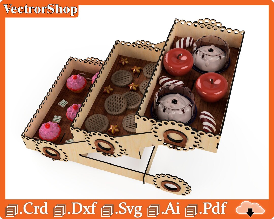 Tiered Snack Tray for Cnc Laser Cutting / Patent Leather for Laser ...