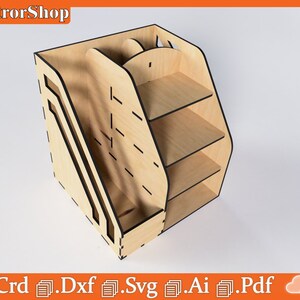 Small Organizer for Desktop / Design for Wood Shelf / Vectors for Laser ...