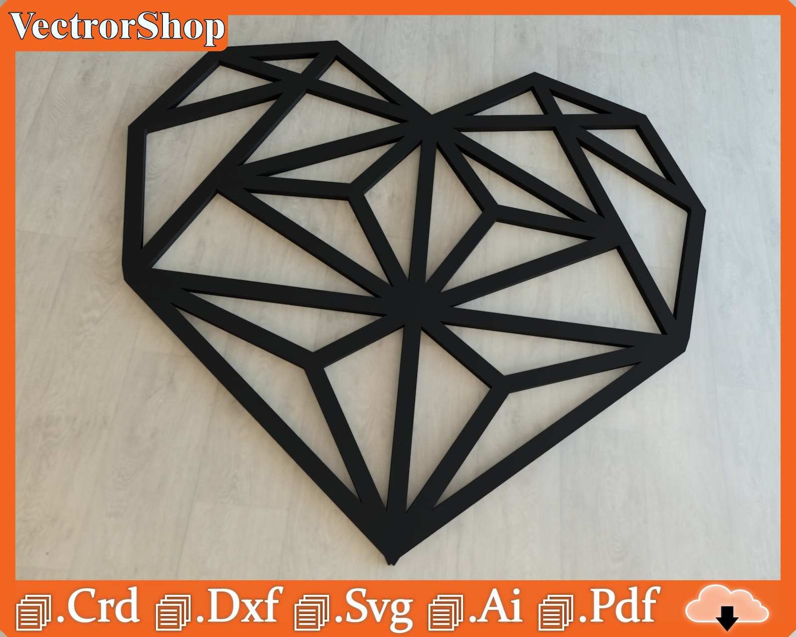 Geometric Heart for Laser CNC / Heart shaped Table / Table With Relief ...