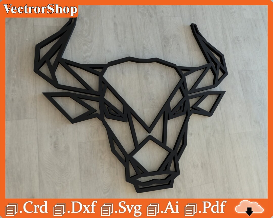 Geometric Bull / Bull Vector for Laser Cut / Geometric Animals for CNC ...