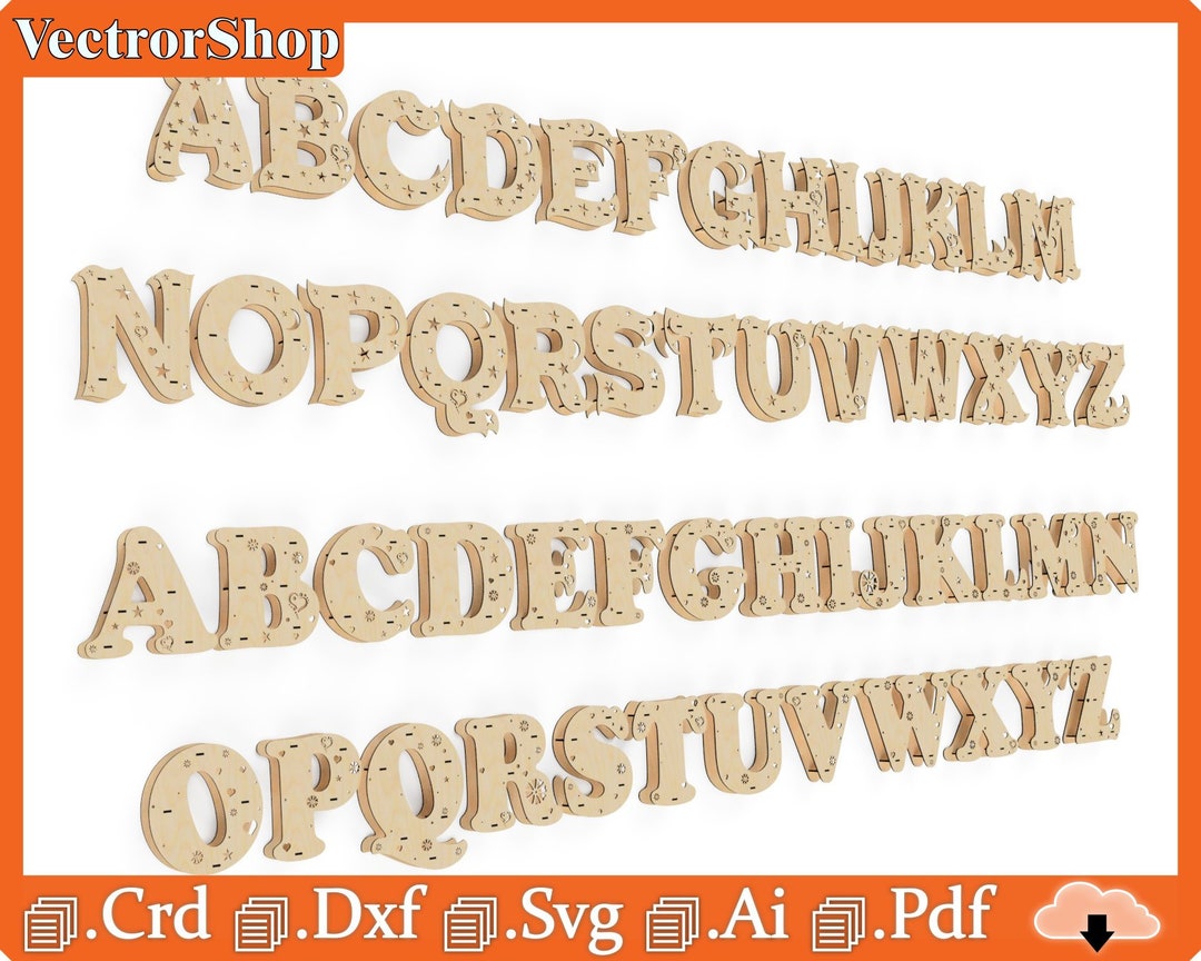 Letters With Decoration for Laser Cutting / Cnc Laser Cutting Vectors ...
