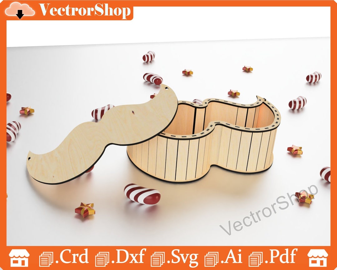 Mustache Box - Laser Cut - Original Gift for Men - Dxf, Ai, Pdf, Crd ...