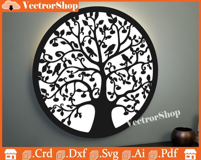 Laser Cut Tree of Life Wall Decor Sign, SVG DXF AI Digital Vectorial ...