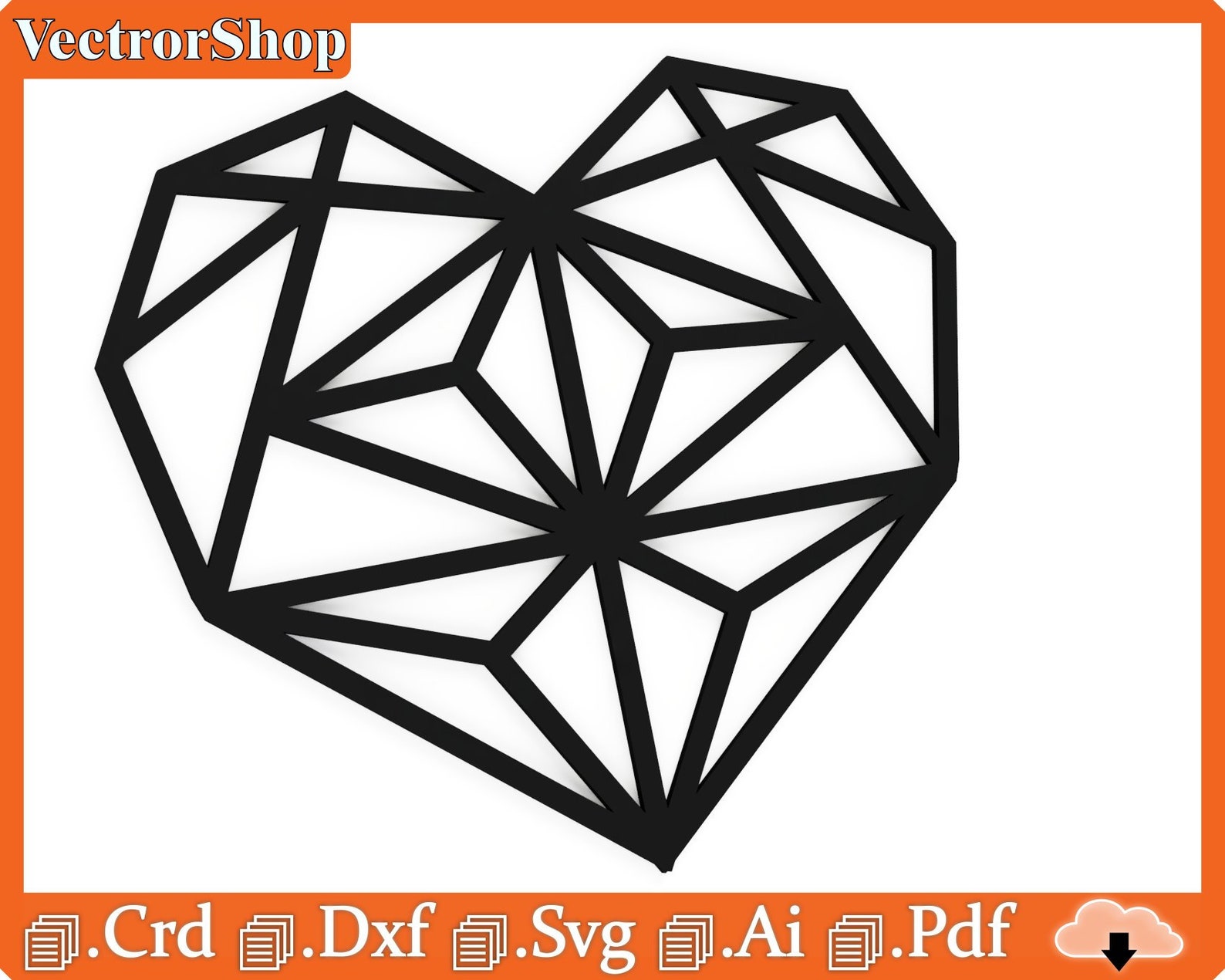 Geometric Heart for Laser CNC / Heart shaped Table / Table With Relief ...