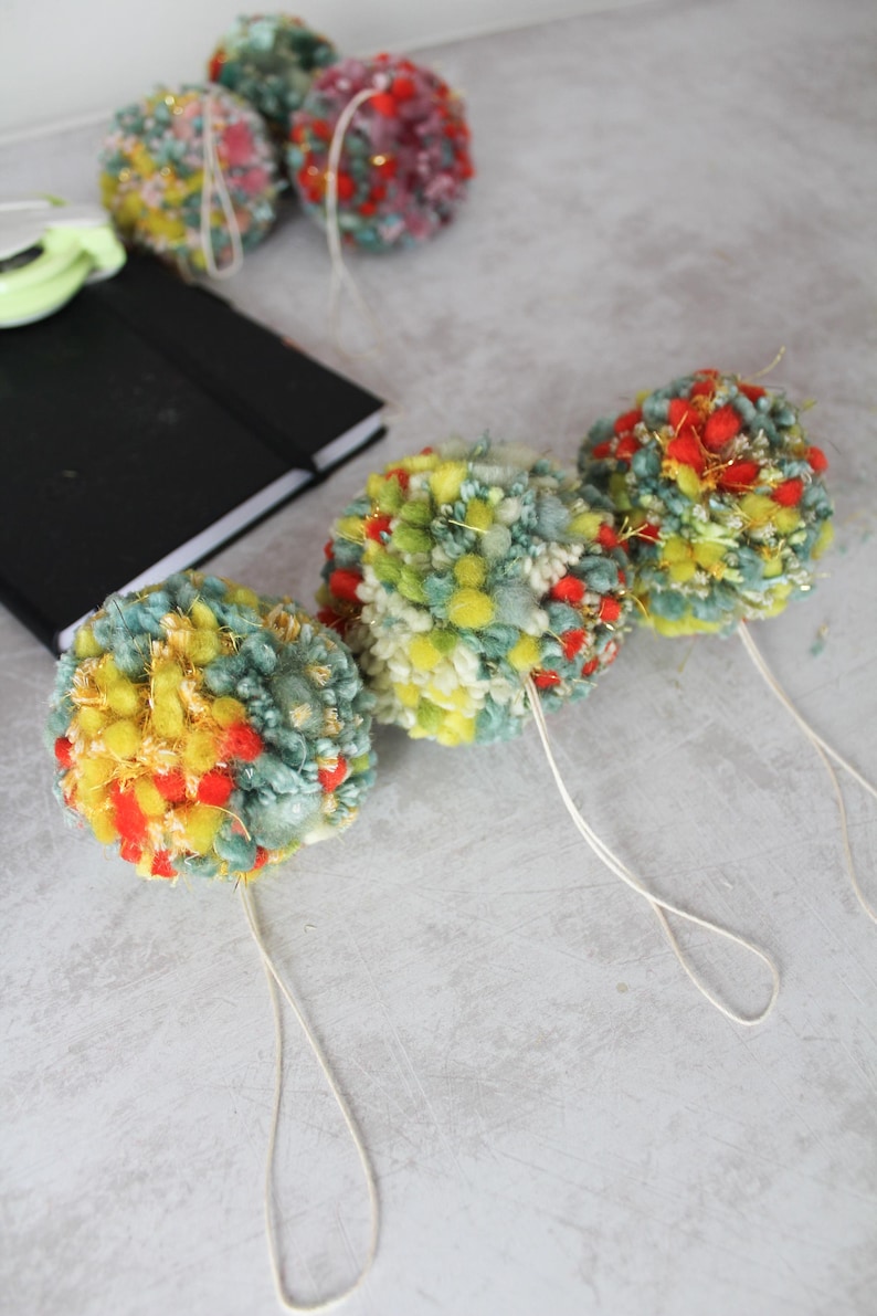 Holiday Tinsel POM Poms Ornaments - Unique One of a Kind! You Choose - Etsy