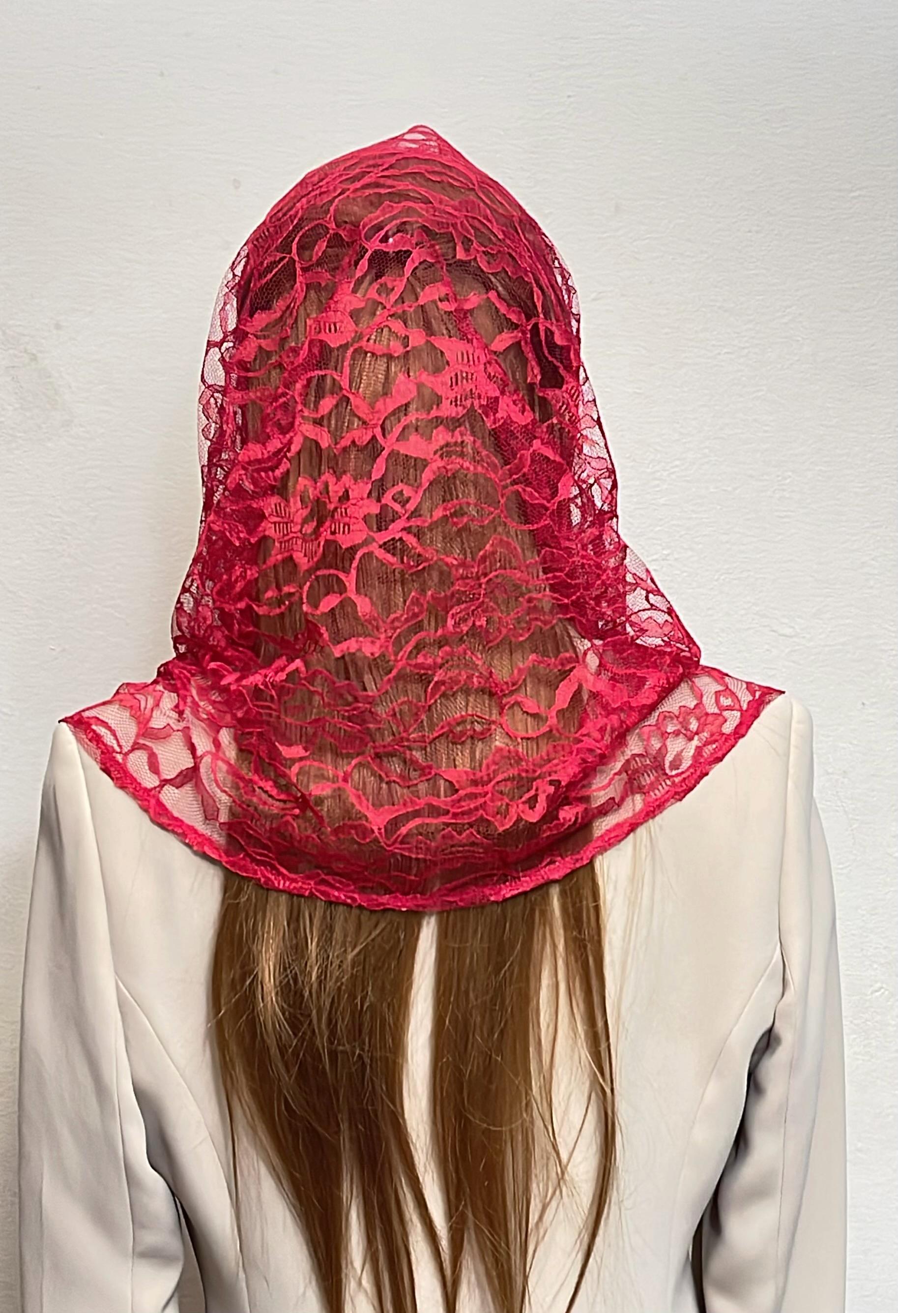 Red Lace Scarf Bridal Lace Accessories Chapel Veil Mantilla Infinity ...