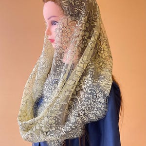Elegant Vintage-inspired French Lace Infinity Chapel Mantilla Veil ...