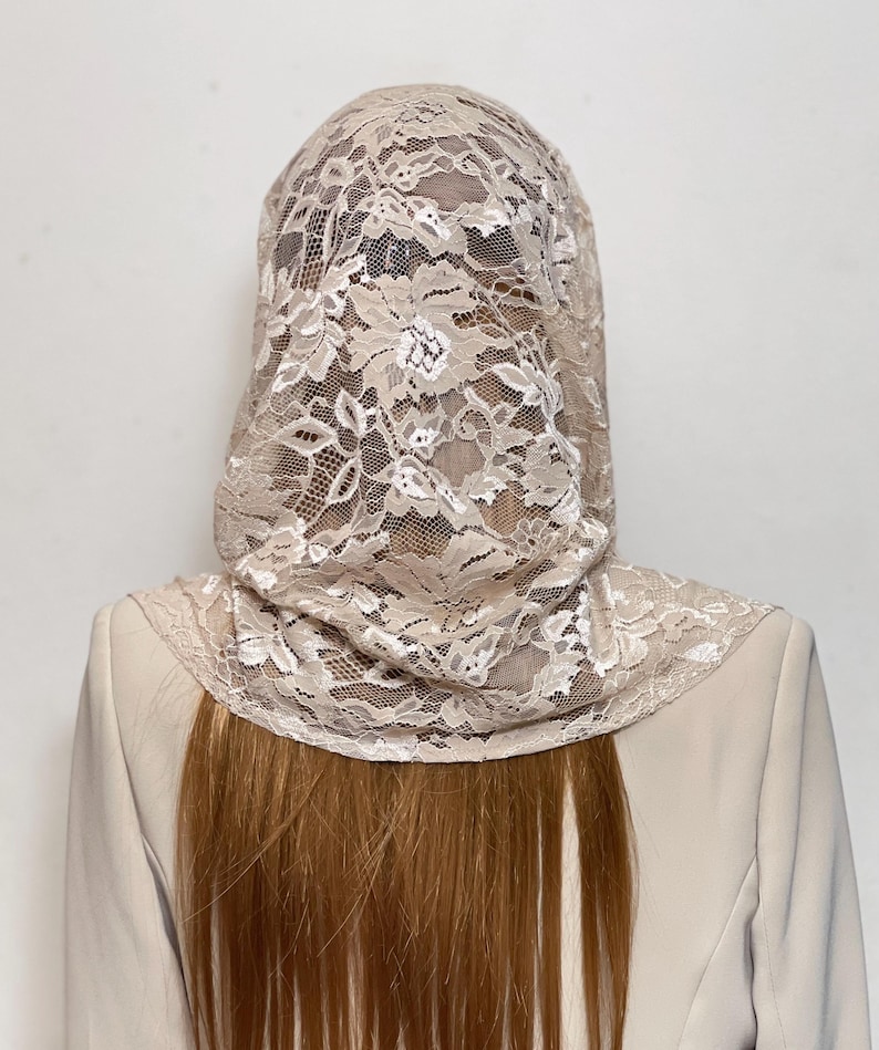 Cocoa French Lace Veil Infinity Chapel Mantilla Veil, Perfect for Mass ...
