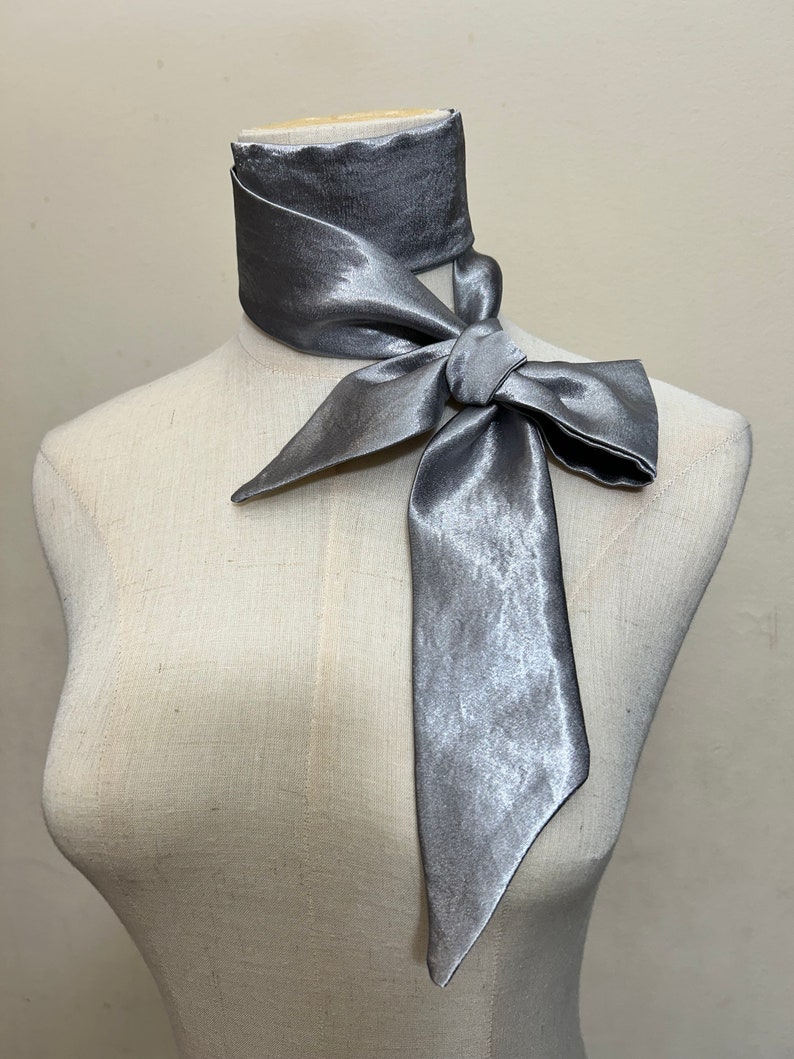 Women’s Silver Silk Skinny Scarf - Etsy