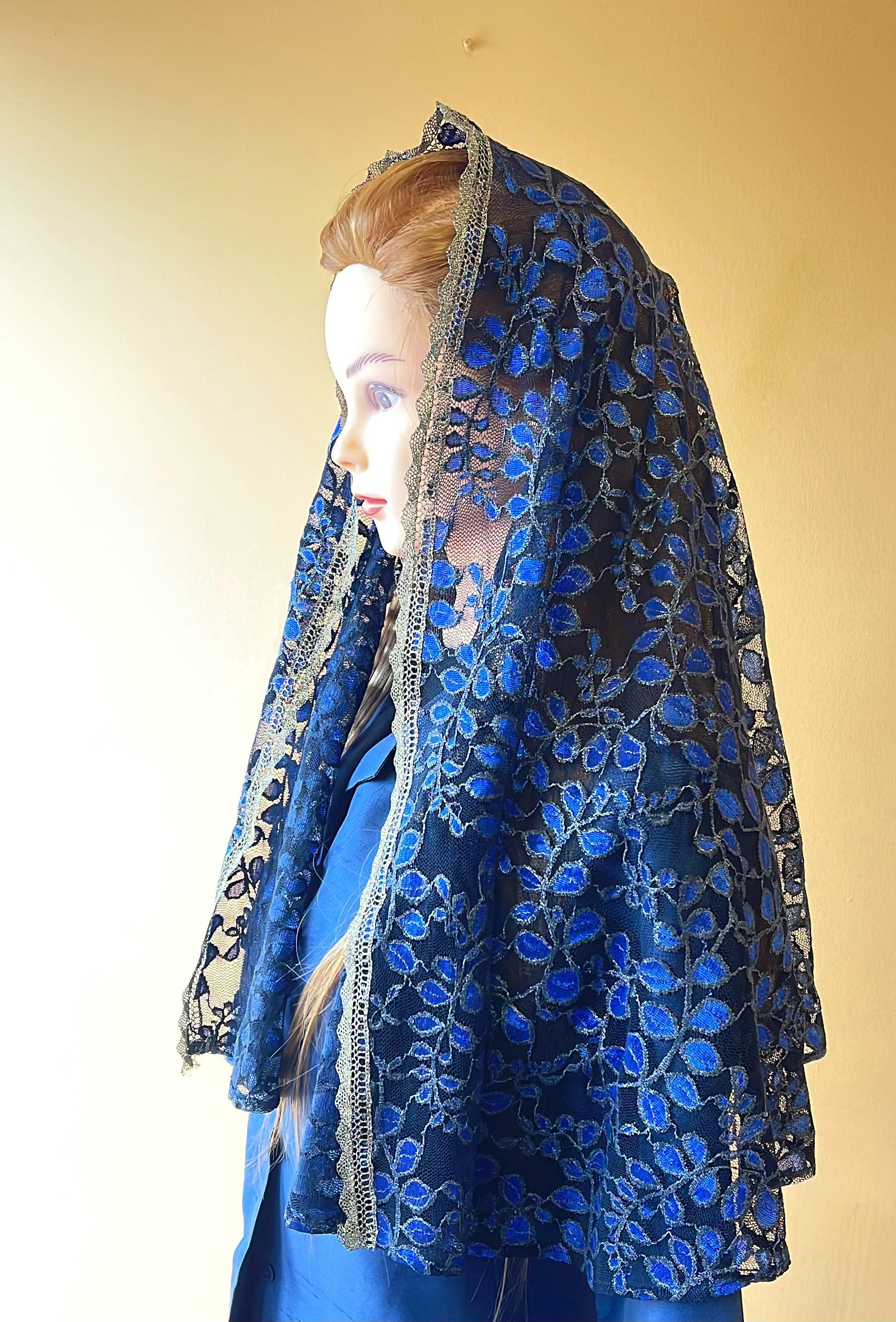 High Quality Soft Floral Embroidery French Lace Infinity Veil Mantilla ...