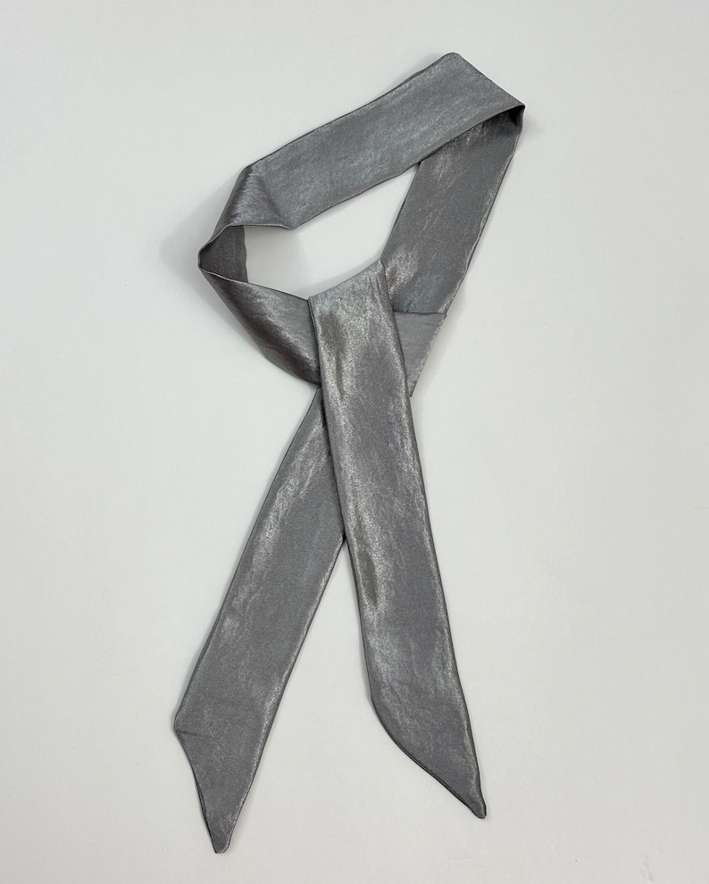 Women’s Silver Silk Skinny Scarf - Etsy