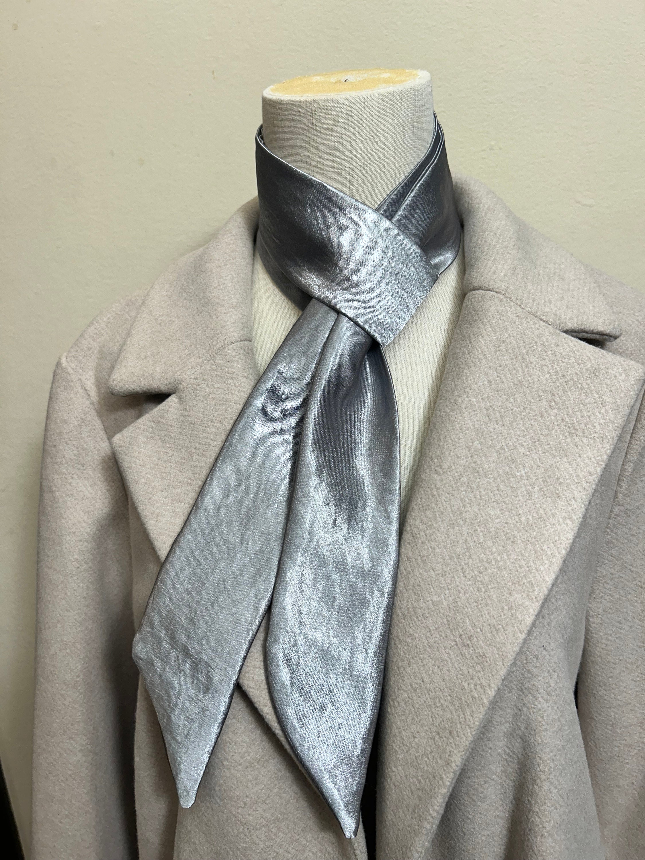 Women’s Silver Silk Skinny Scarf - Etsy
