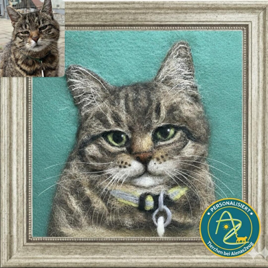 Personalized 3D Picture Made of Wool, 20 X 20 Cm, Cat From Photo, Pet ...