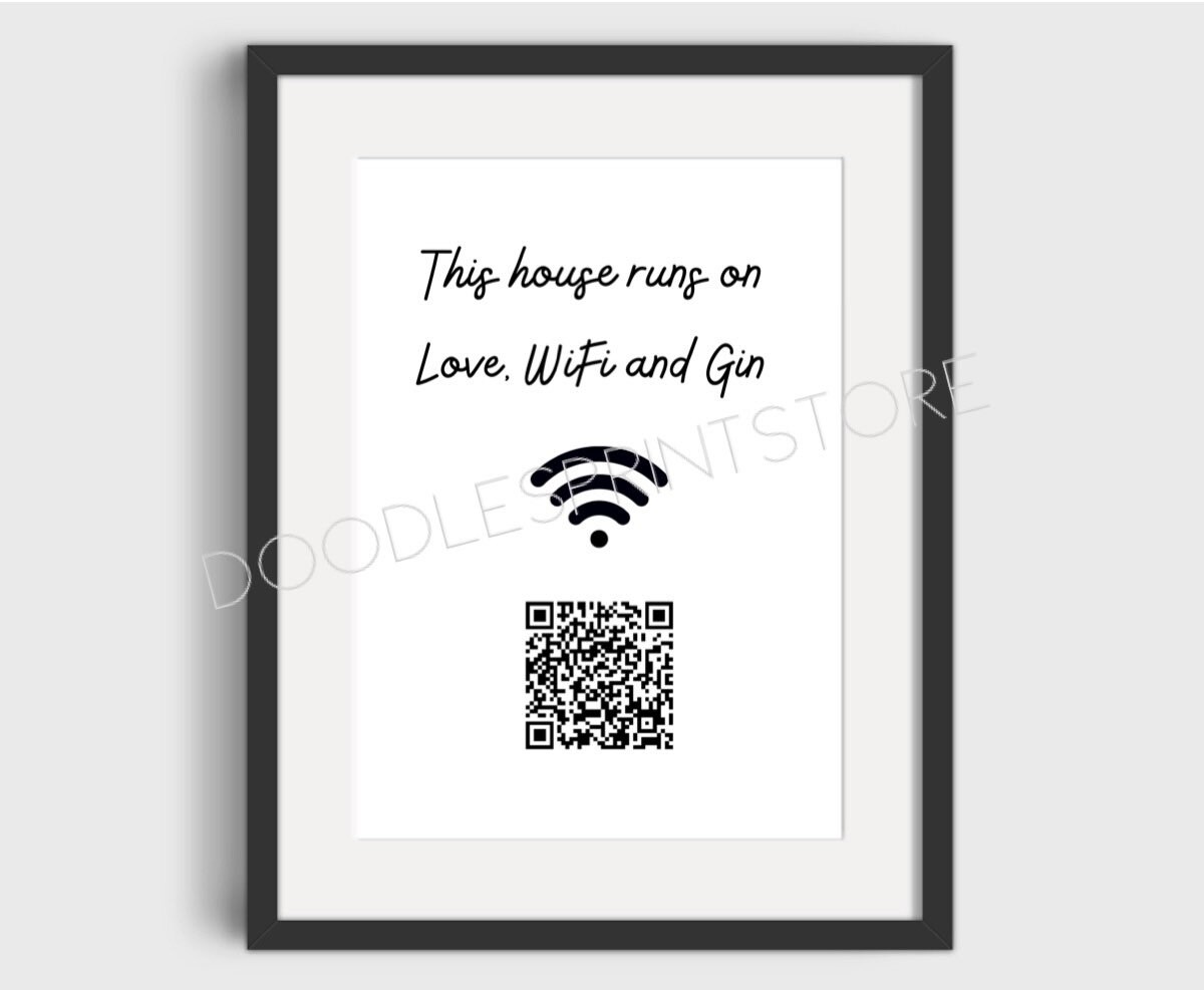 WiFi QR code print A5 home decor unframed WiFi password | Etsy