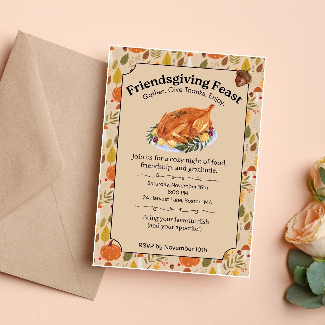 Friendsgiving Invitation | Printable Fall Dinner Party Invite ...