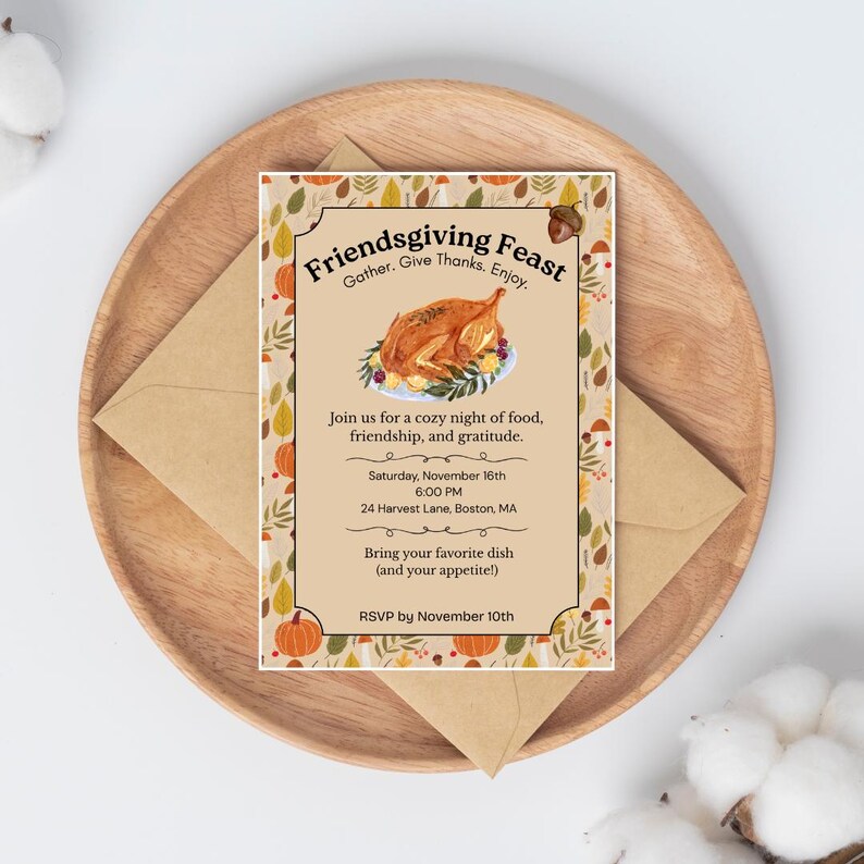 Friendsgiving Invitation | Printable Fall Dinner Party Invite ...