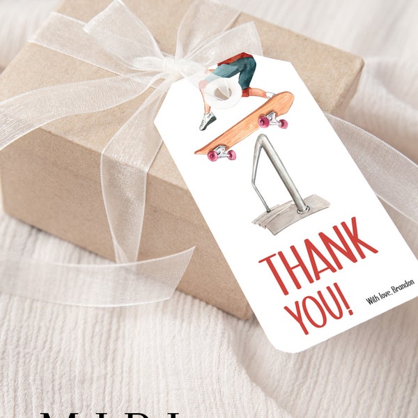 Skateboard Thank You Tag - Etsy