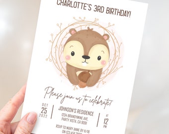 Squirrel Birthday Invitation - Etsy