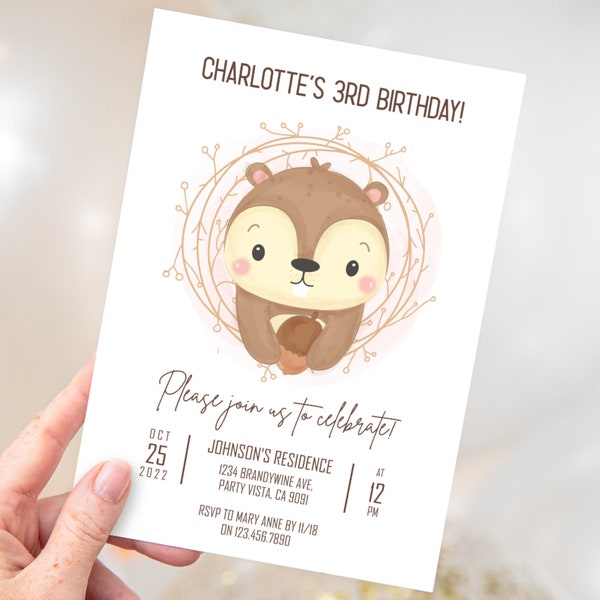 Squirrel Invitation - Etsy