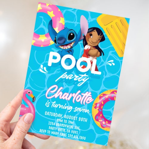 Stitch Pool Party Birthday Invitation - Etsy