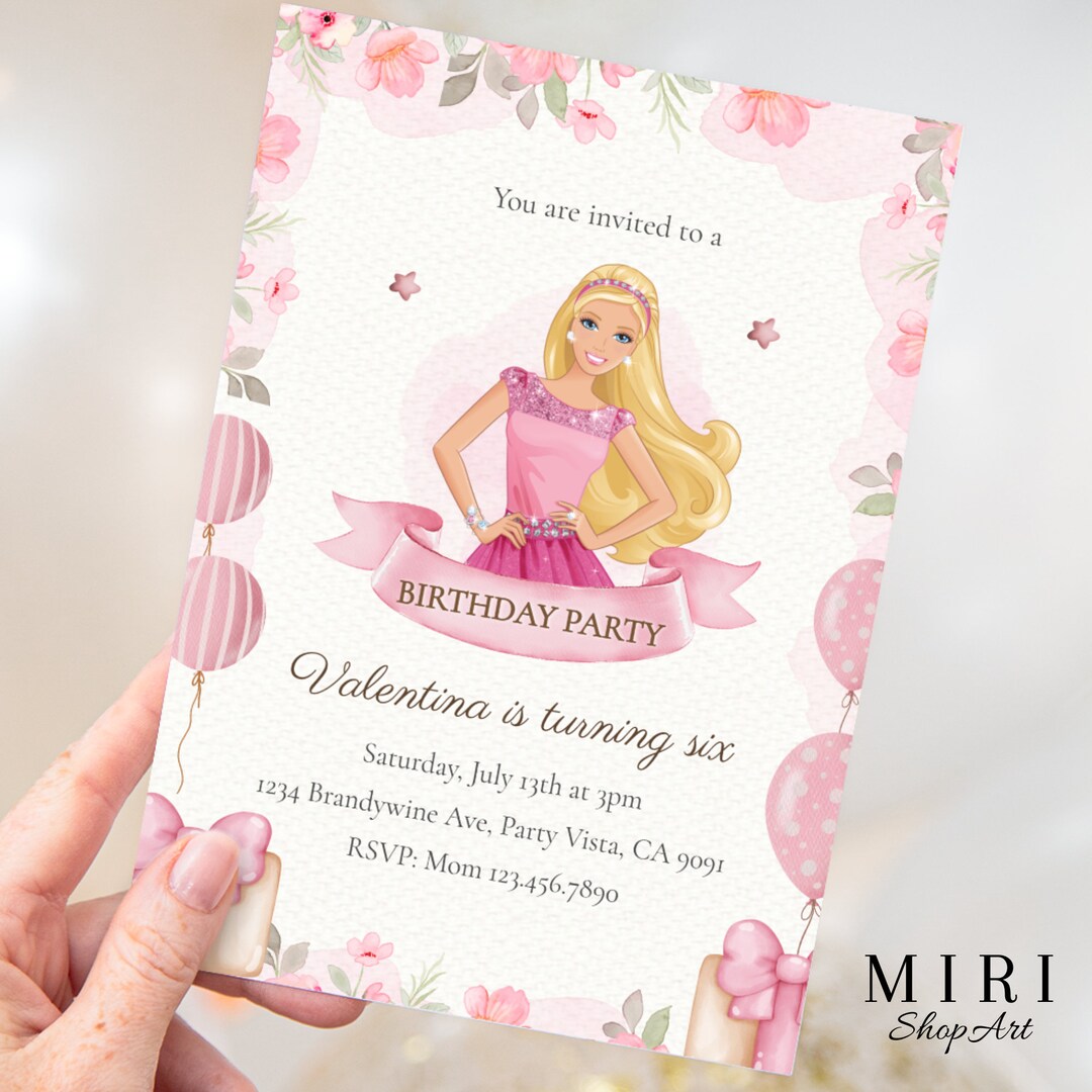 Editable Birthday Invitation for Girls, Birthday Card, Girl Birthday ...