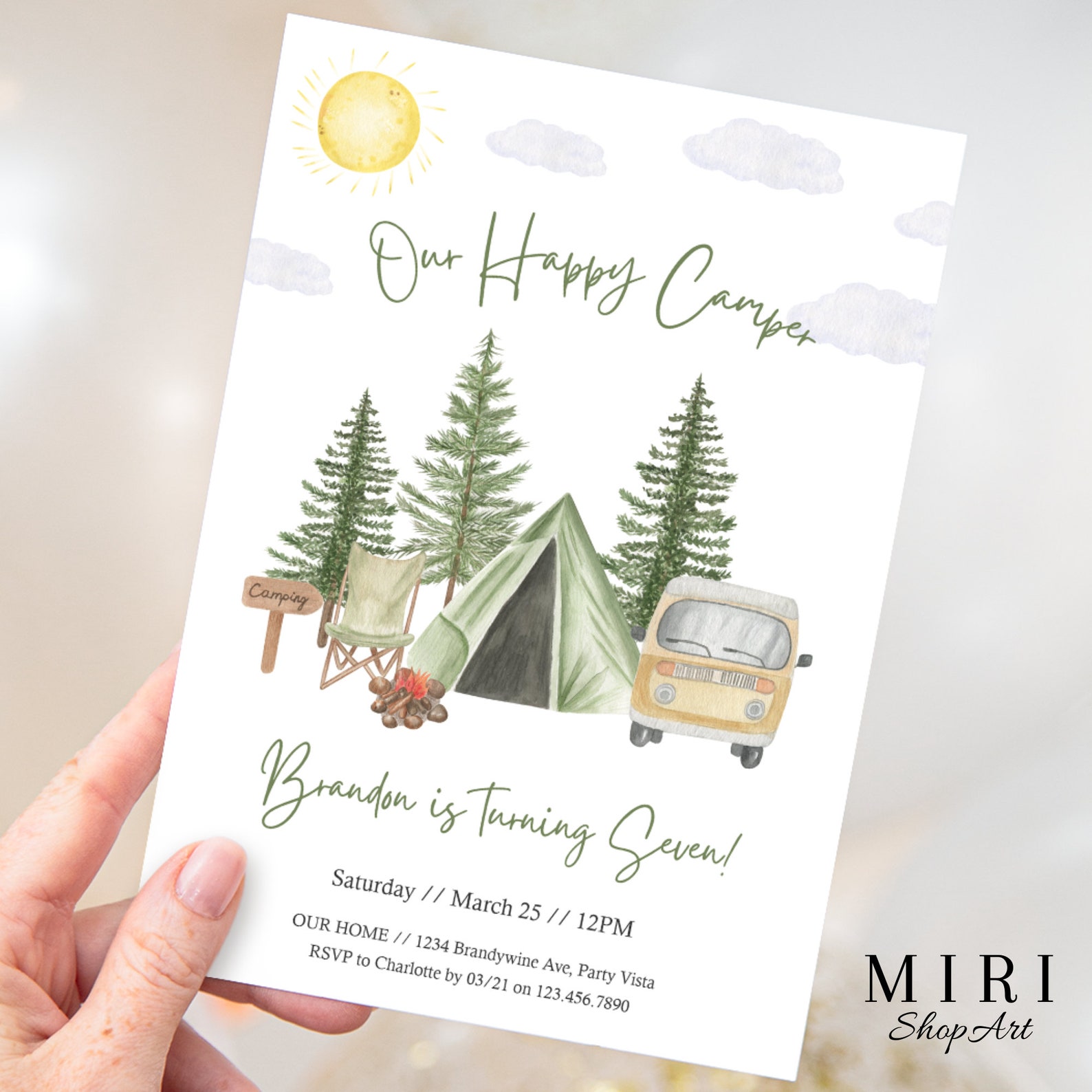 Editable Happy Camper Birthday Invitation Camping Birthday - Etsy