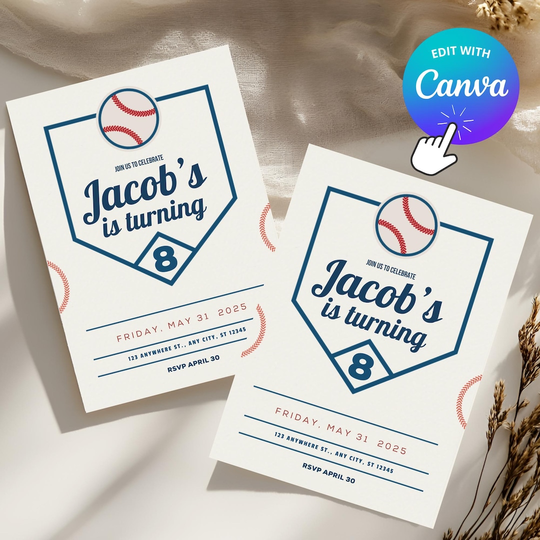 Editable Baseball Birthday Invitation, Baseball Party Theme, Baseball ...