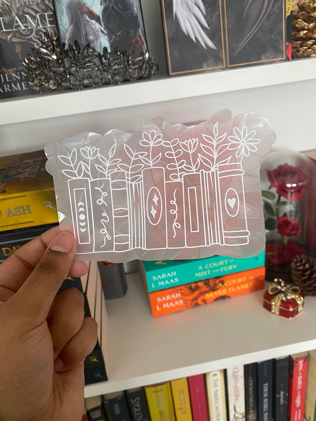 Floral Bookstack Bookish Suncatcher BOOKISH Rainbow Decal Window Decals ...