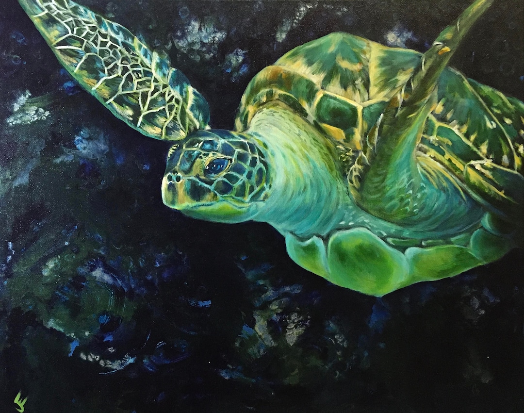 Sea Turtle - Acrylic Painting 16" X 20" - Etsy